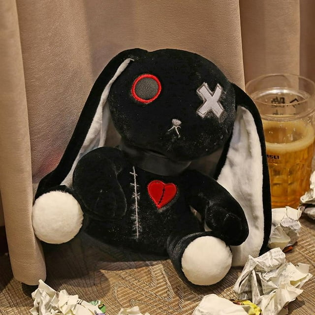 12'' Creepy Goth Bunny Plush Crazy Rabbit Plushie Toys, Spooky Bunny ...