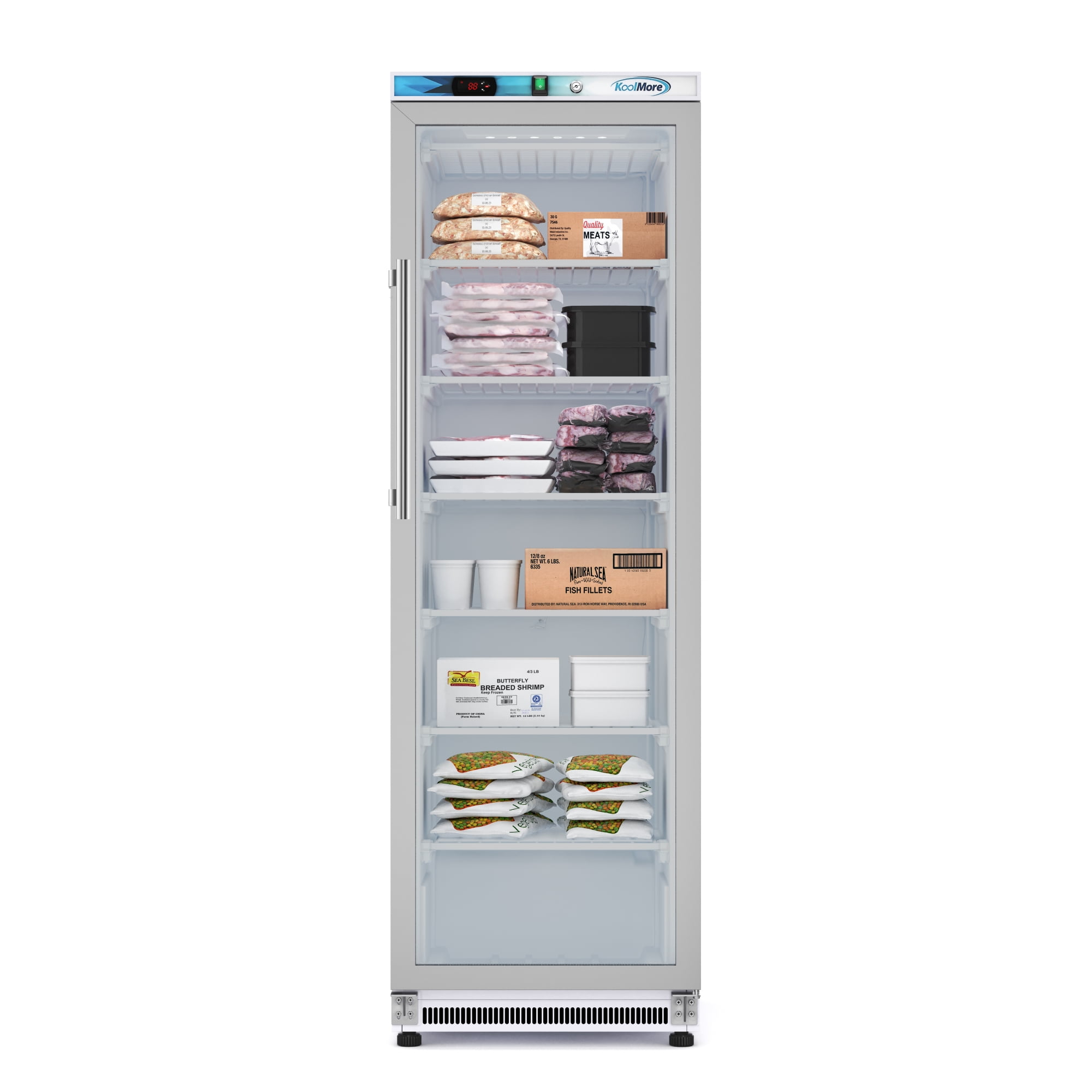 12 Cu. ft. Commercial Freezer with Glass Door in White - Manual Defrost ...
