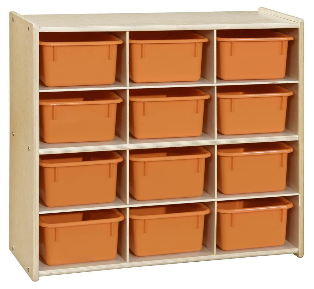 12-Cubby Storage Unit with Orange Tubs (Fully Assembled) - Walmart.com