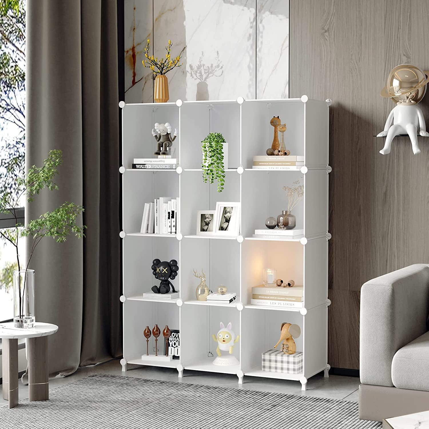 12 Cube Bookshelf Storage System - White, Stackable & Expandable for ...