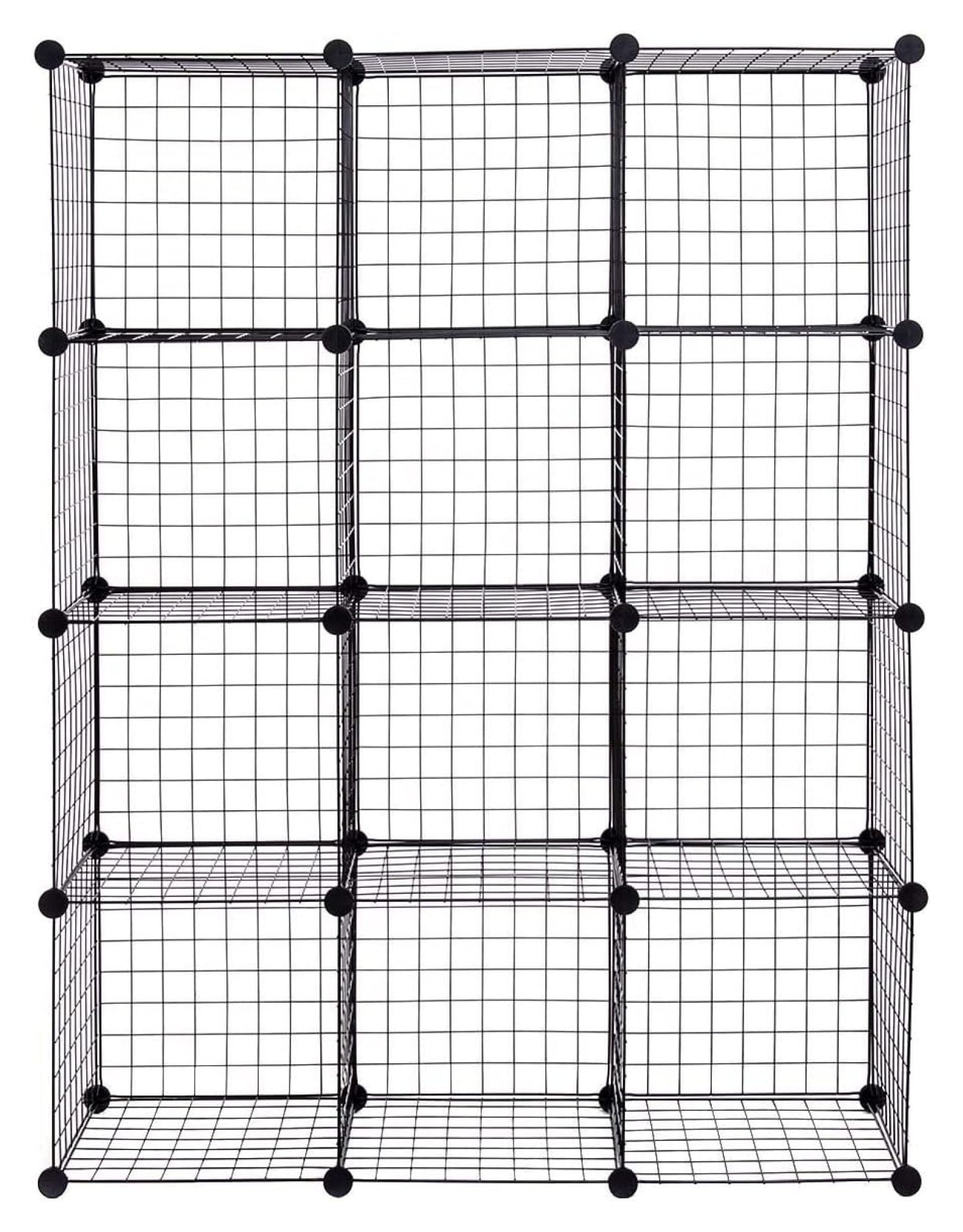 12-Cube Metal Wire Storage Cubes, 14" x14" Large Size Panel Wire Cube ...