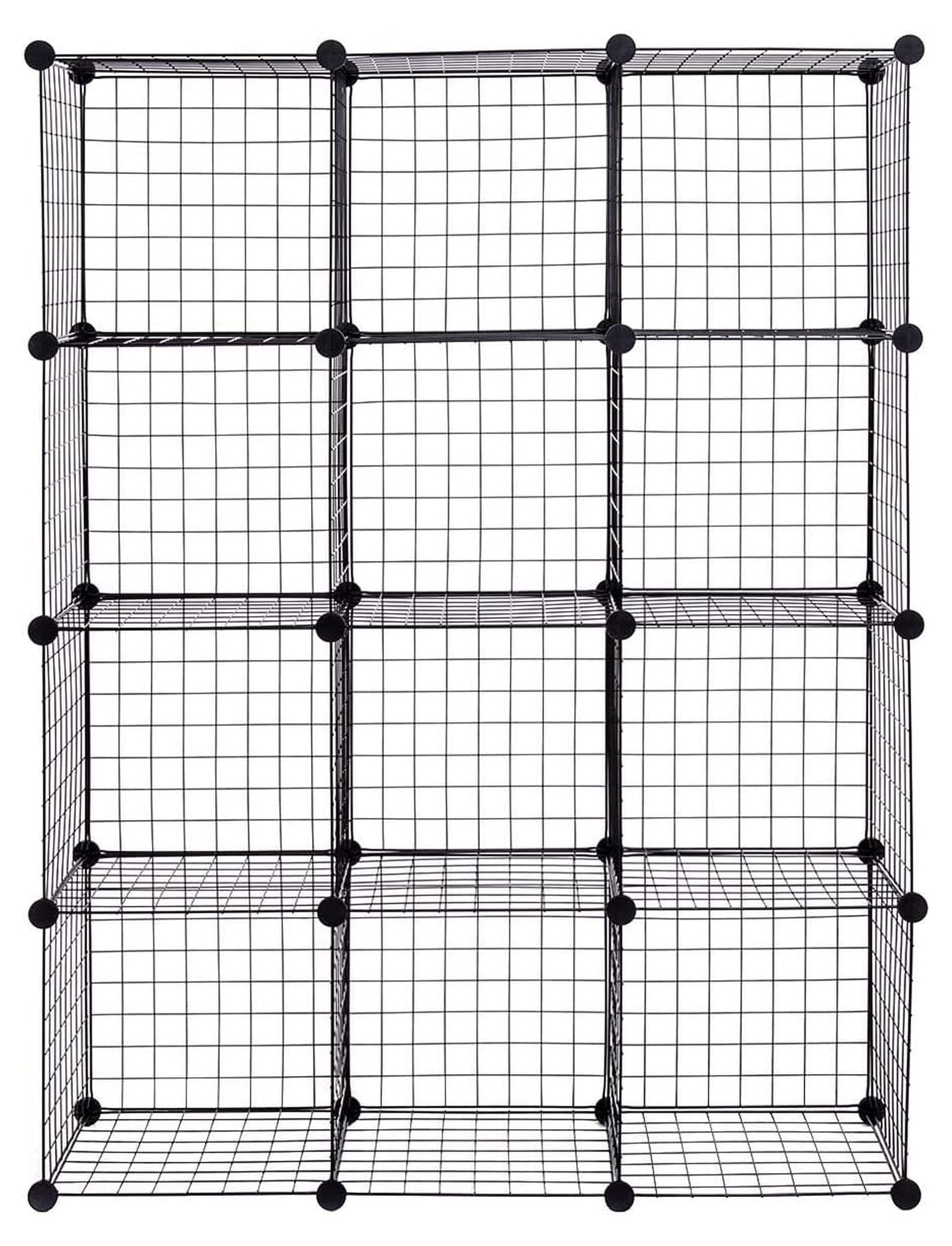 12-Cube Metal Wire Storage Cubes, 14" x14" Large Size Panel Wire Cube ...