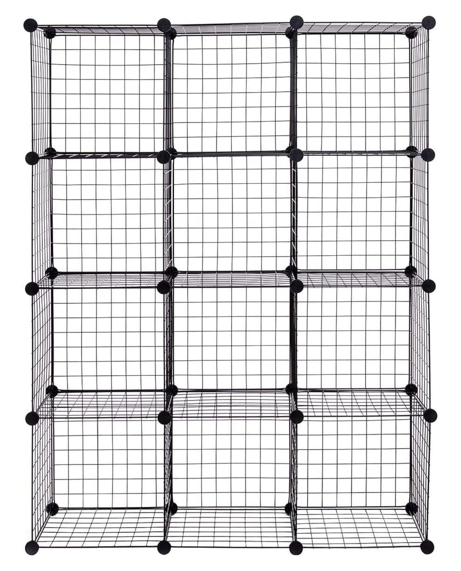 12-Cube Metal Wire Storage Cubes, 14" x14" Large Size Panel Wire Cube ...