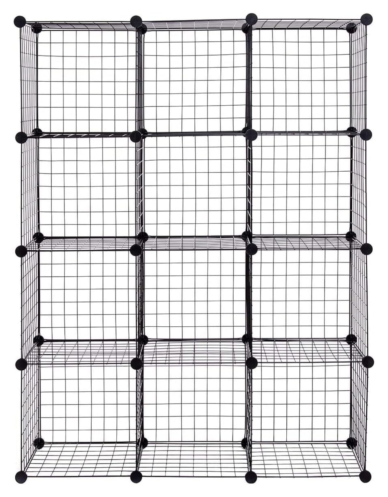 12-Cube Metal Wire Storage Cubes, 14" x14" Large Size Panel Wire Cube ...