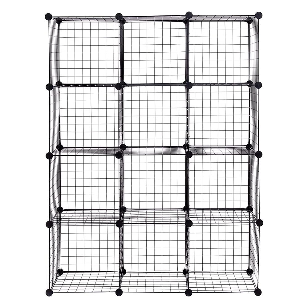 12-Cube Metal Wire Storage Cubes, Free Standing Modular Shelving Grids ...