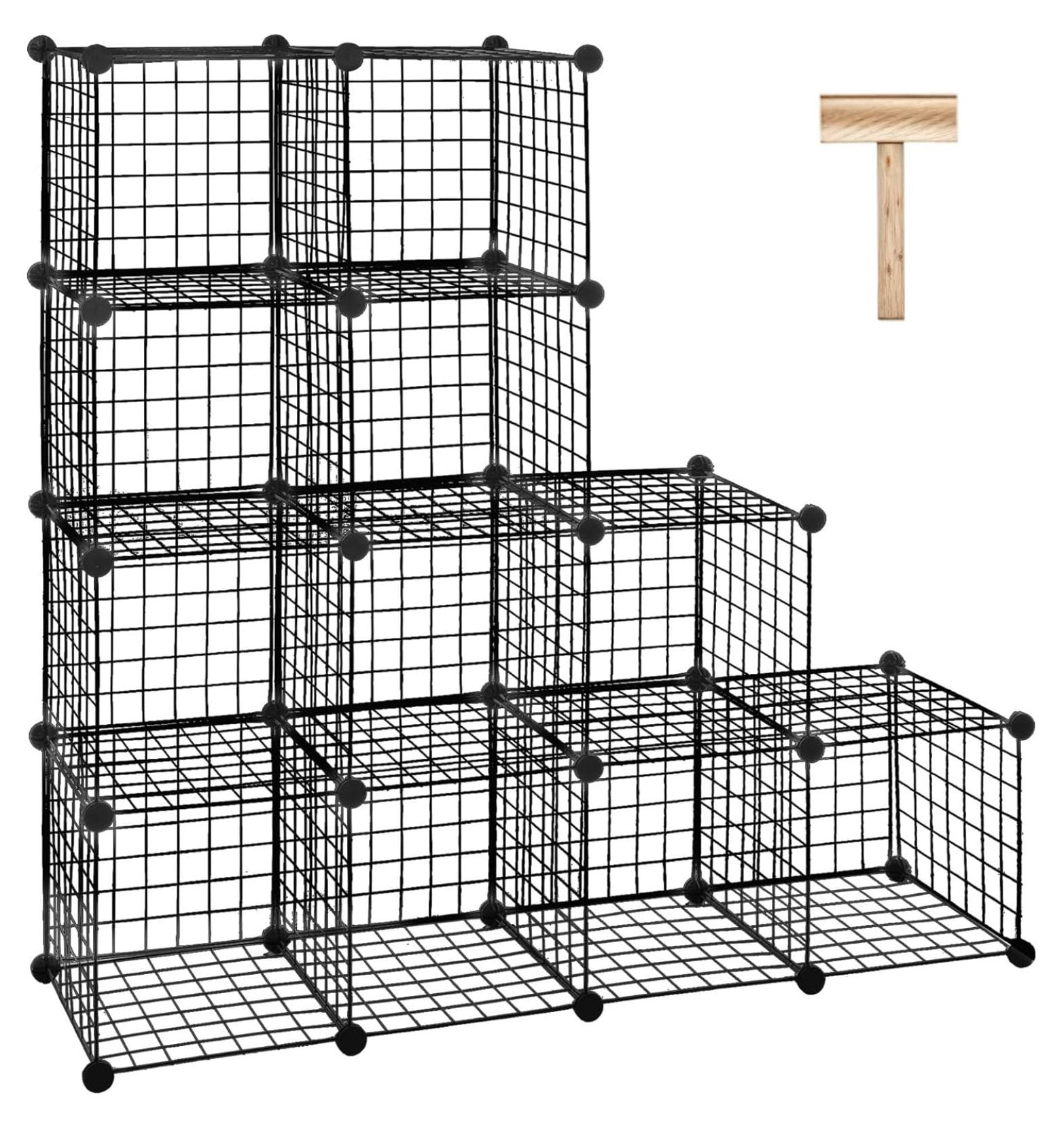 12-Cube Metal Wire Storage Organizer, Stackable Modular Shelf for Home ...