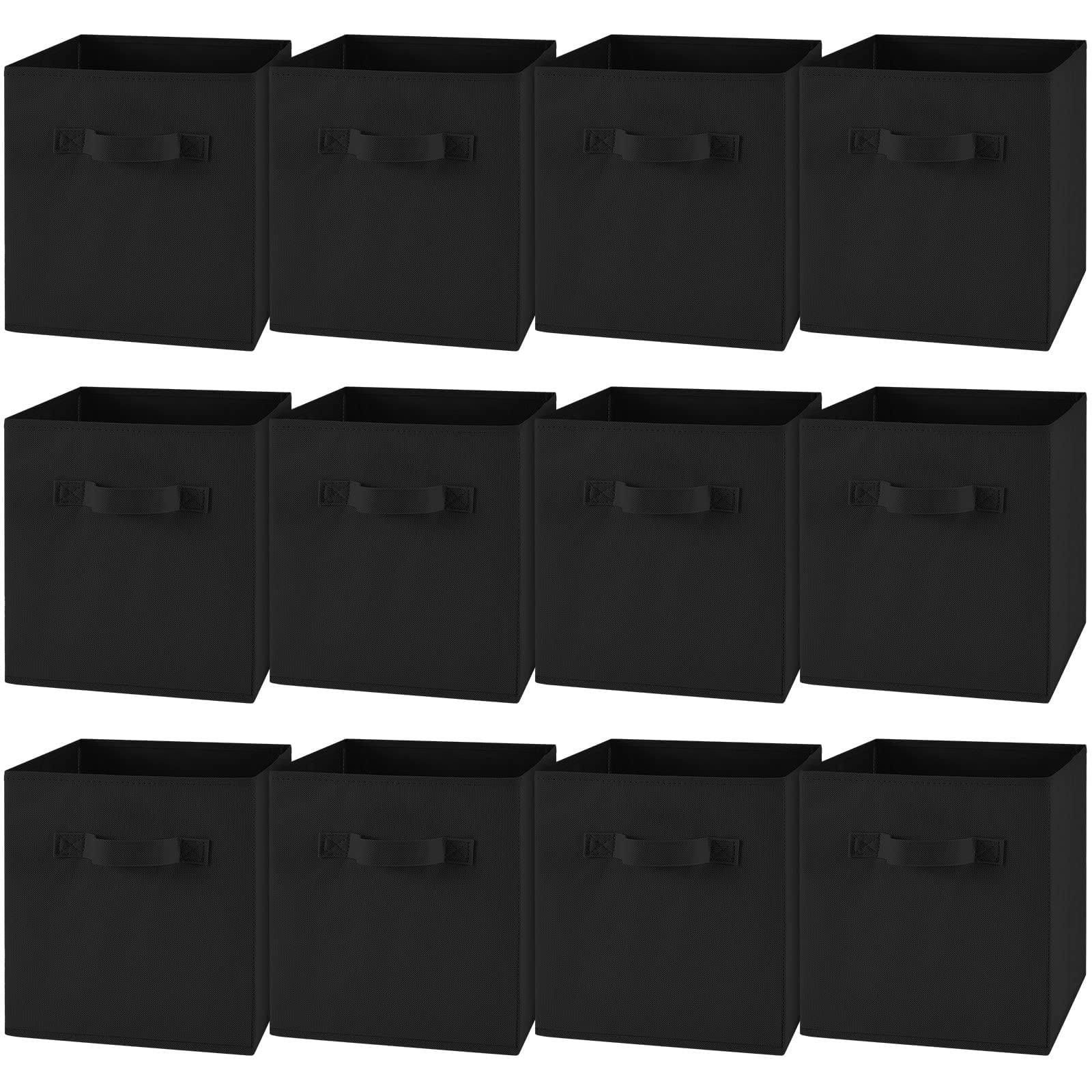 12 Cube Storage Bin Black 10.5''x10.5''x11'' Bins For Playroom Decor ...