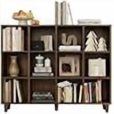 12-Cube Storage Bookcase, 3-Tier Open Cube Shelf Organizer, Modern Wood ...