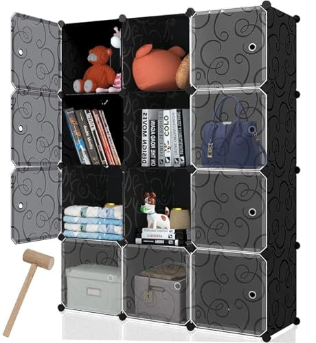 12 Cube Storage Organizer - 14x14 inch DIY Closet Storage Organiser ...