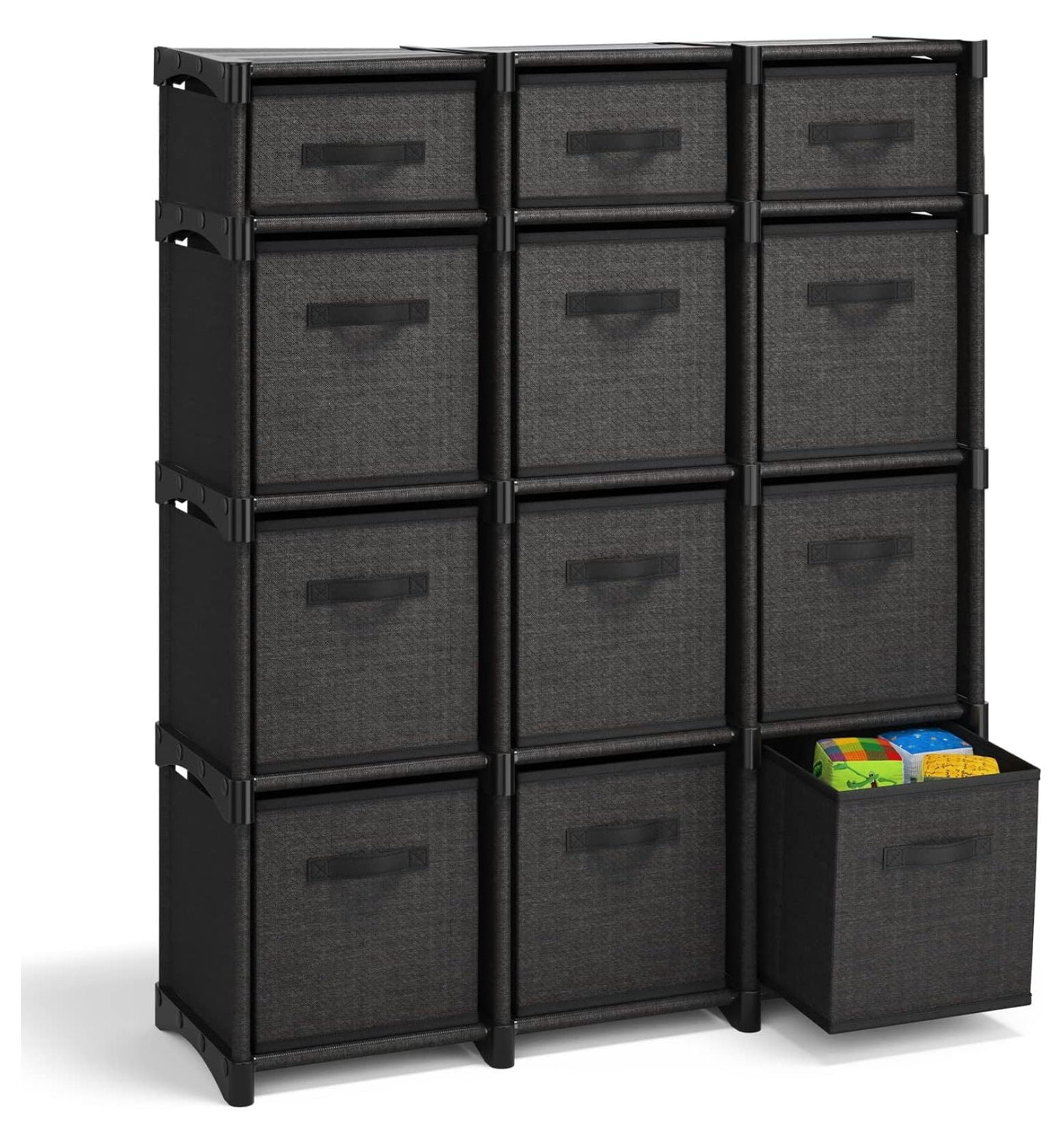 12 Cube Storage Organizer - Black Cube Organizer Shelf, DIY Storage ...