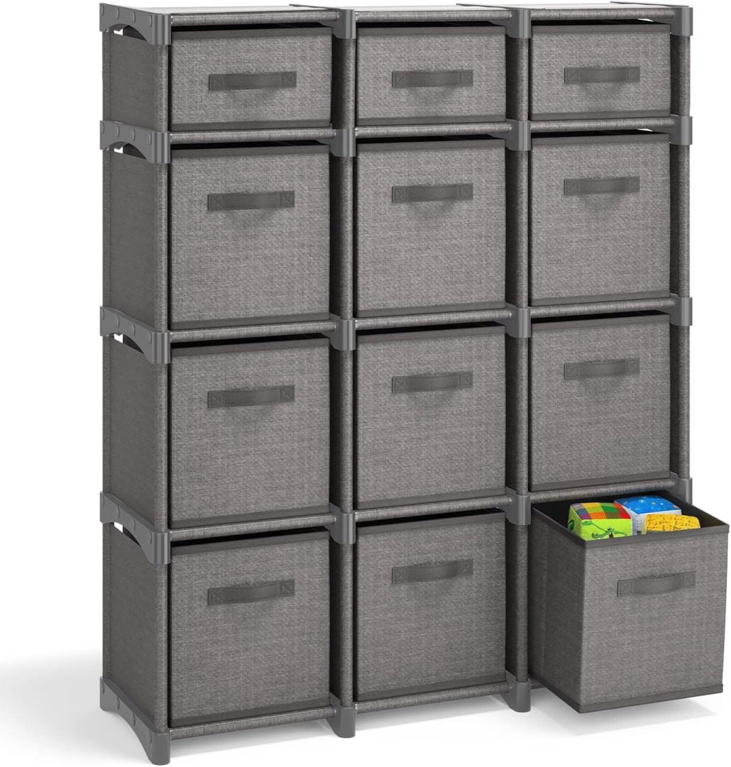 12 Cube Storage Organizer - Gray Cube Organizer Shelf, DIY Storage ...