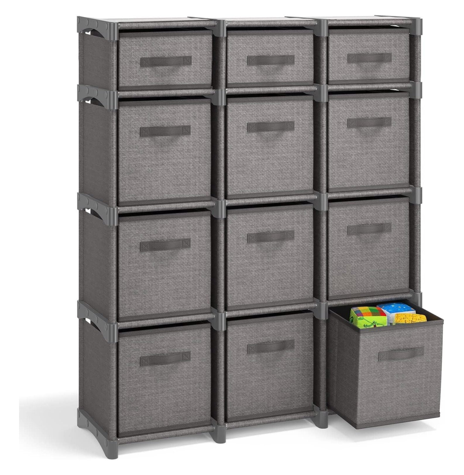 12 Cube Storage Organizer - Gray Cube Organizer Shelf, DIY Storage ...