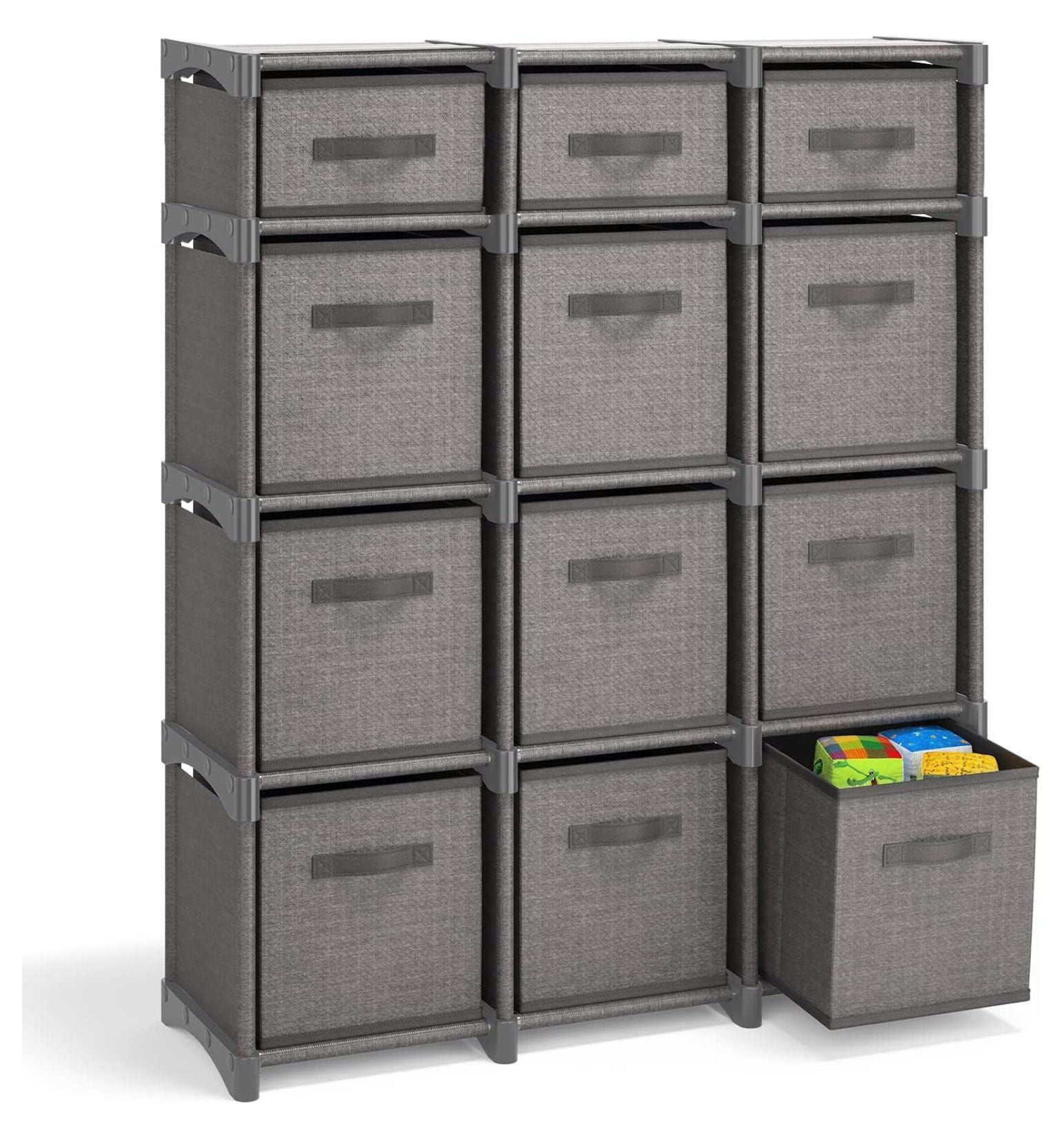 12 Cube Storage Organizer - Gray Cube Organizer Shelf, DIY Storage ...