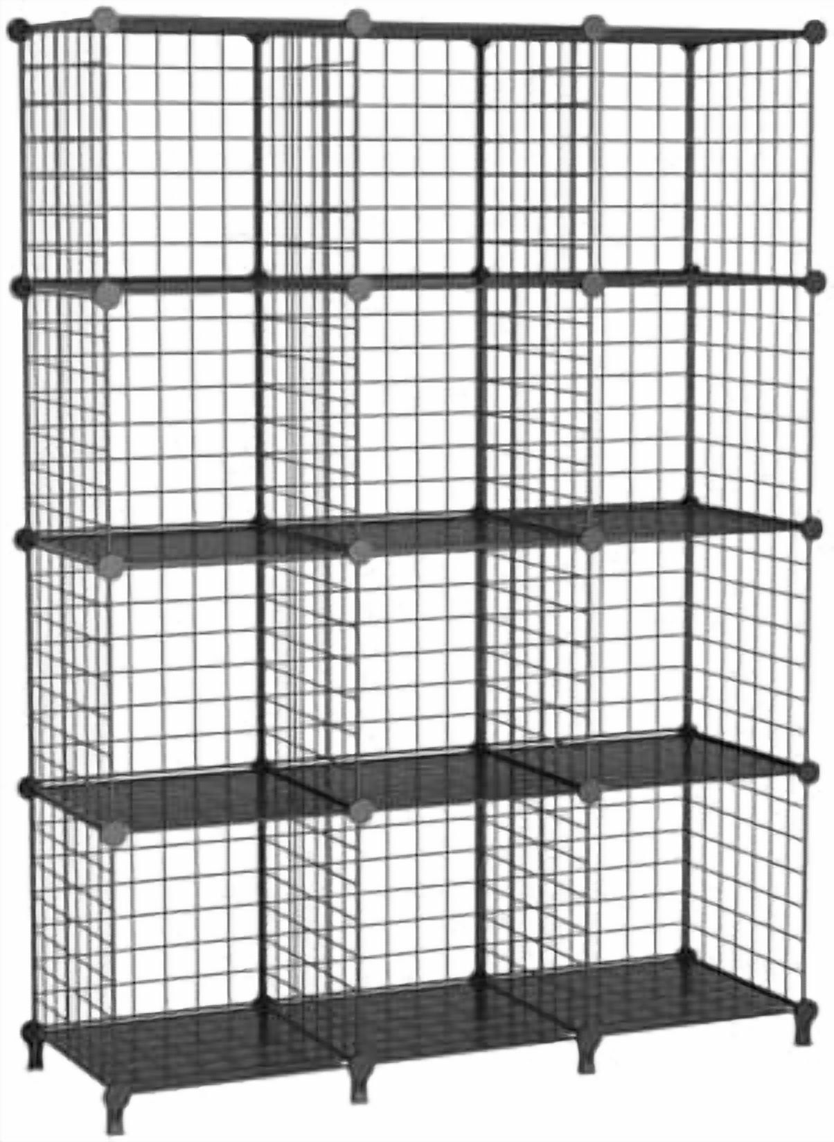 12-Cube Storage Organizer, Metal Wire Cube Shelving Unit, 11.8" L x 11. ...