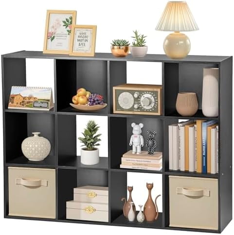 12 Cube Storage Organizer, Storage Shelf Organizer Bookshelf with Open ...