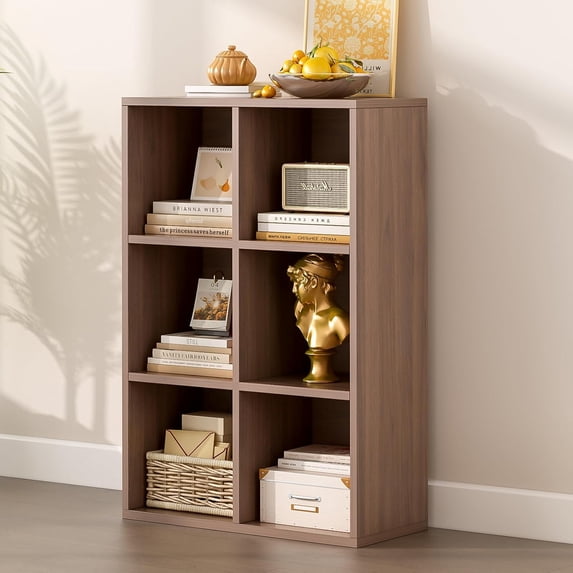 12-Cube Storage Shelf Bookcase - Wooden 3-Tier Floor Standing Open ...