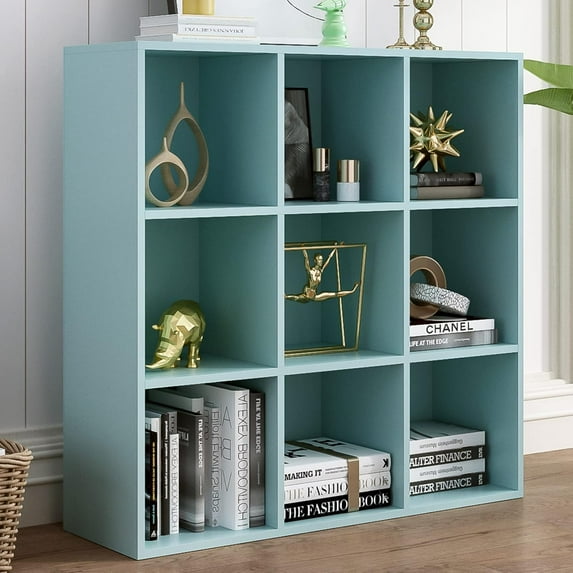 12-Cube Storage Shelf Bookcase - Wooden 3-Tier Floor Standing Open ...