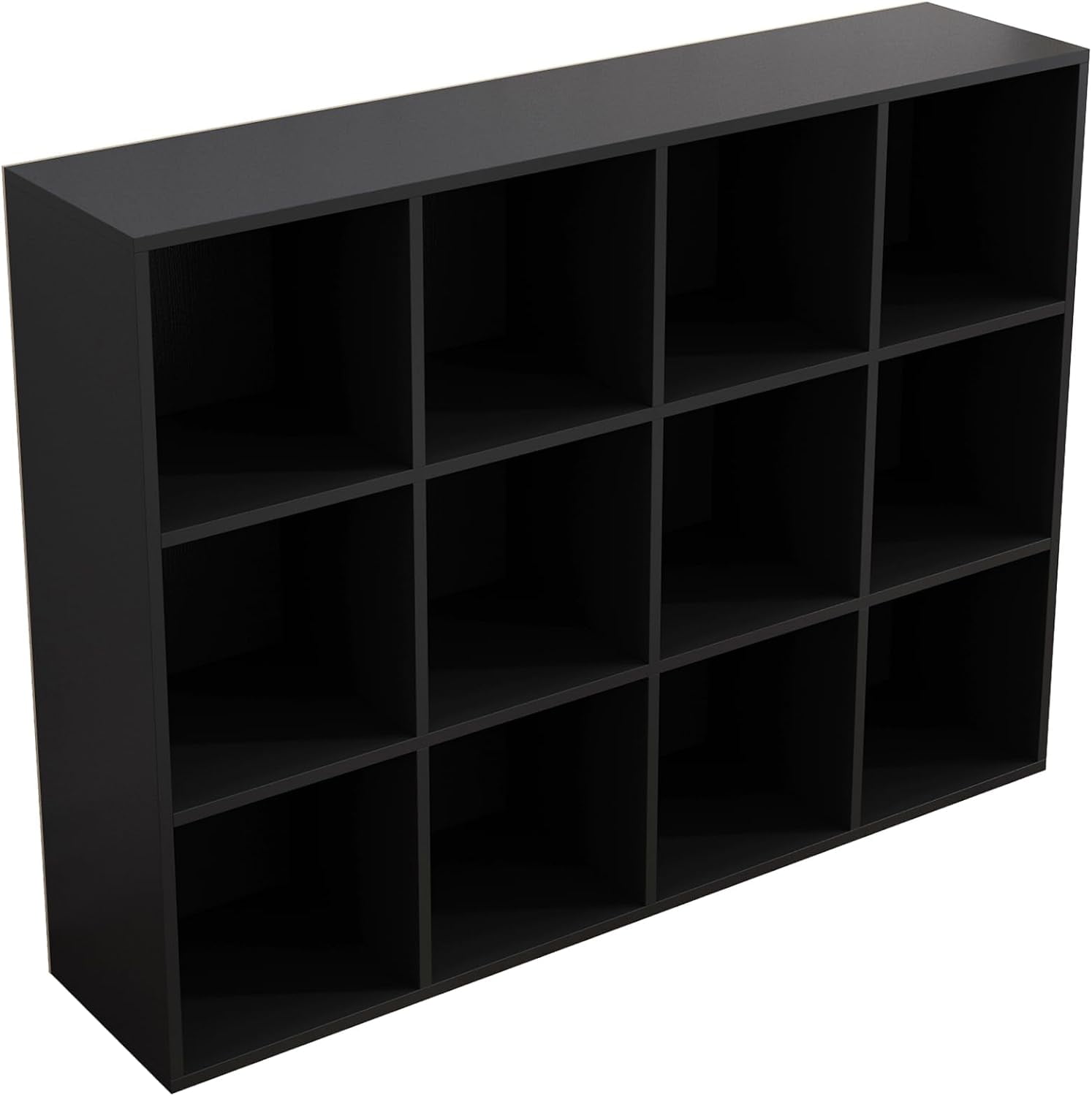 12-Cube Storage Shelf Bookcase - Wooden 3-Tier Floor Standing Open ...