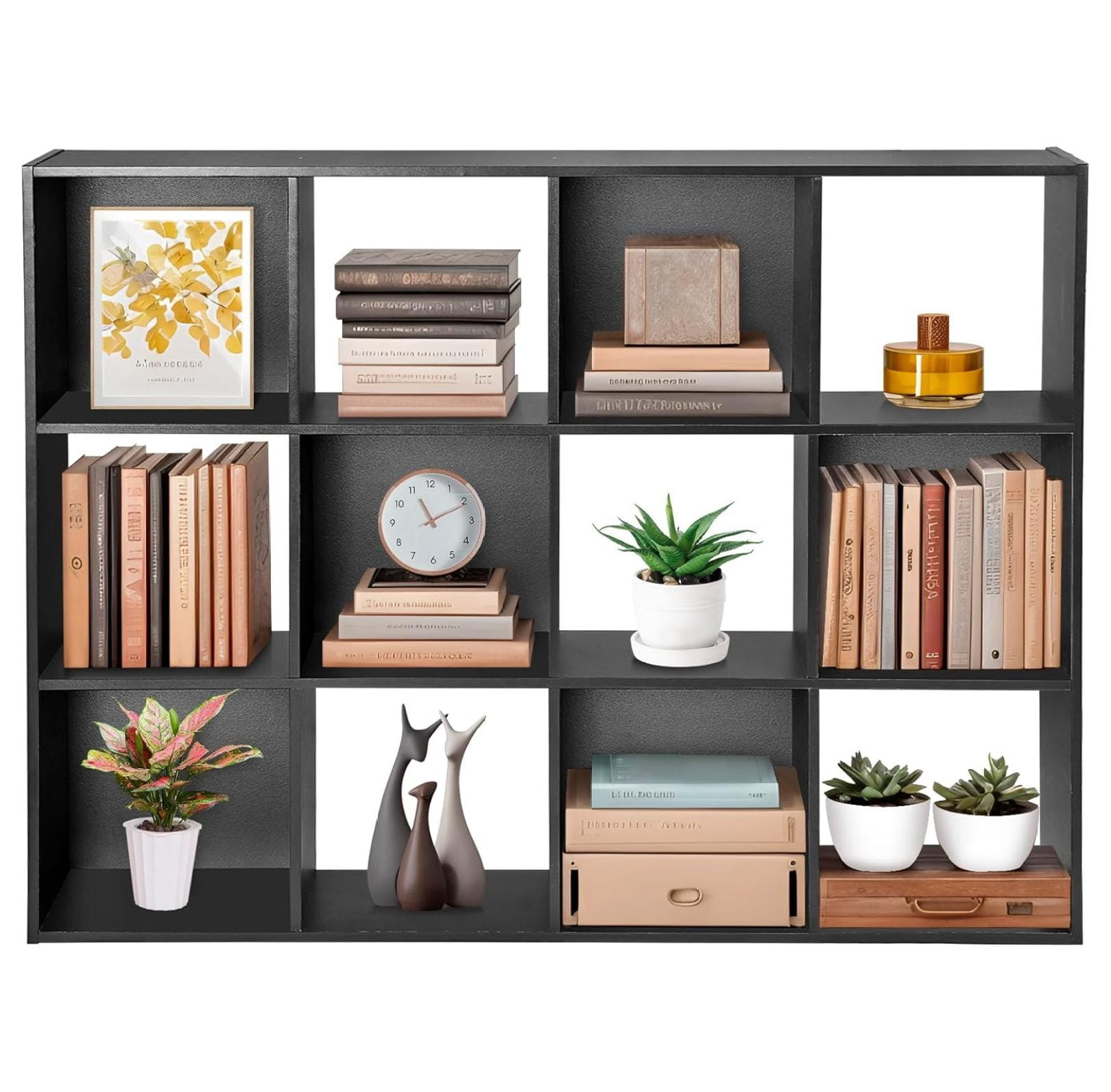 12 Cube Storage Shelf Organizer Bookshelf with Open Back Closet Cabinet ...