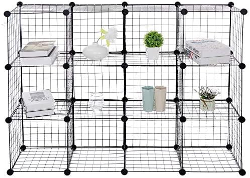 12 Cubes Storage Shelf Wire Metal Grid,DIY Closet Cabinet,Multi ...