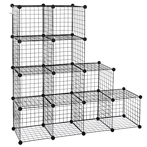 12 Cubes Storage Shelf Wire Metal Grid,Diy Closet Cabinet,Multi ...