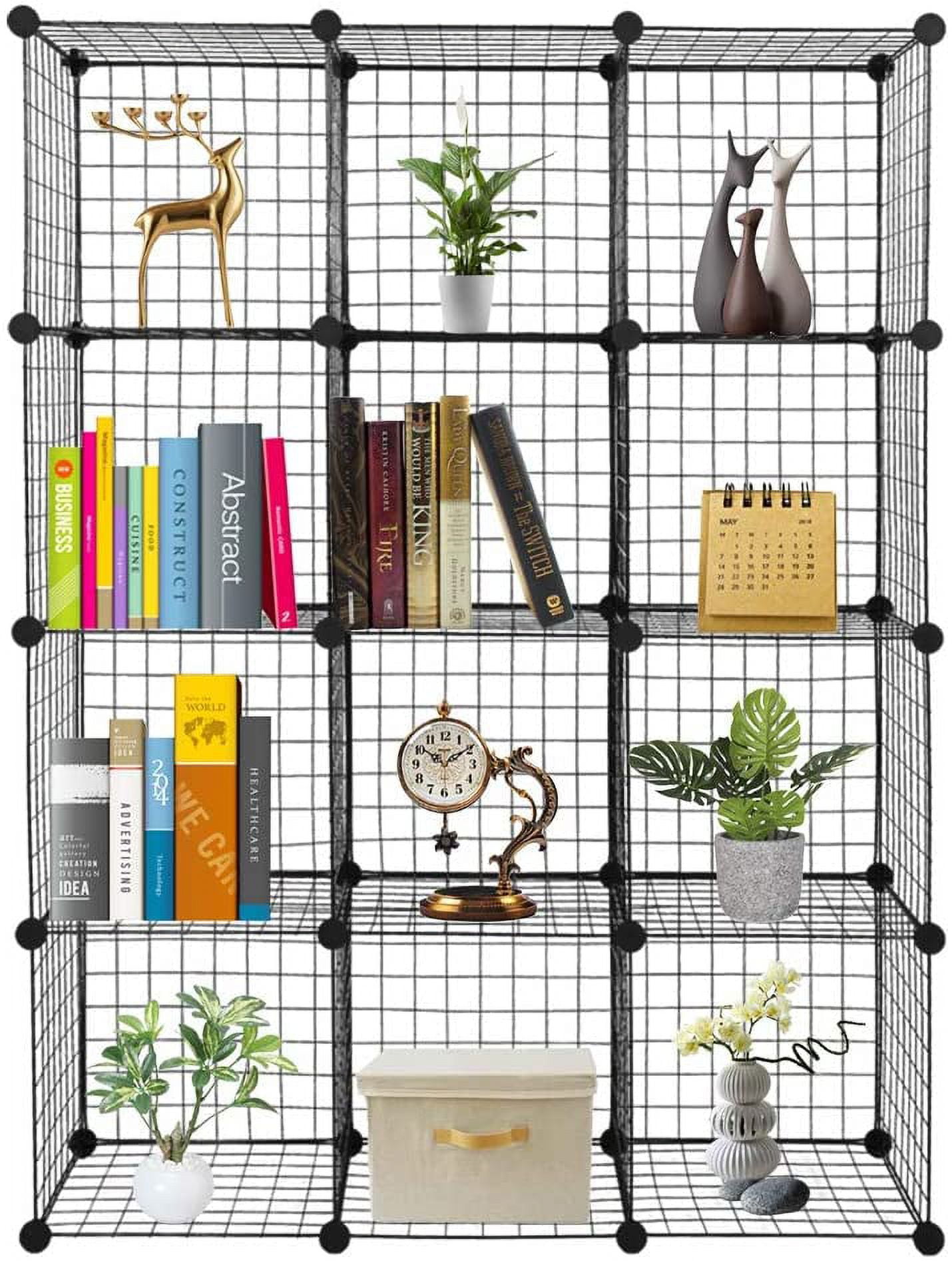 12 Cubes Wire Cube Storage Organizer, Modular Closet Cabinet Stackable ...