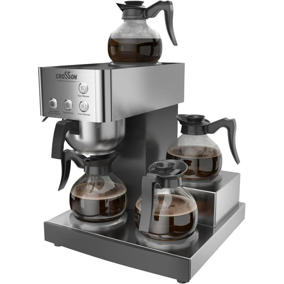 12 Cup Commercial Coffee Brewer with 4 Warmers & 4 Glass Decanter,Pour ...