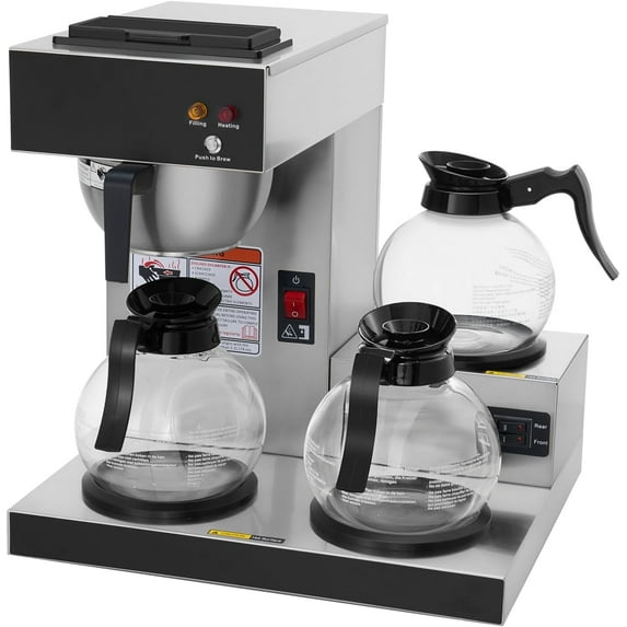 12-Cup Commercial Coffee Maker, Pour Over Drip Coffee Maker Brewer with ...