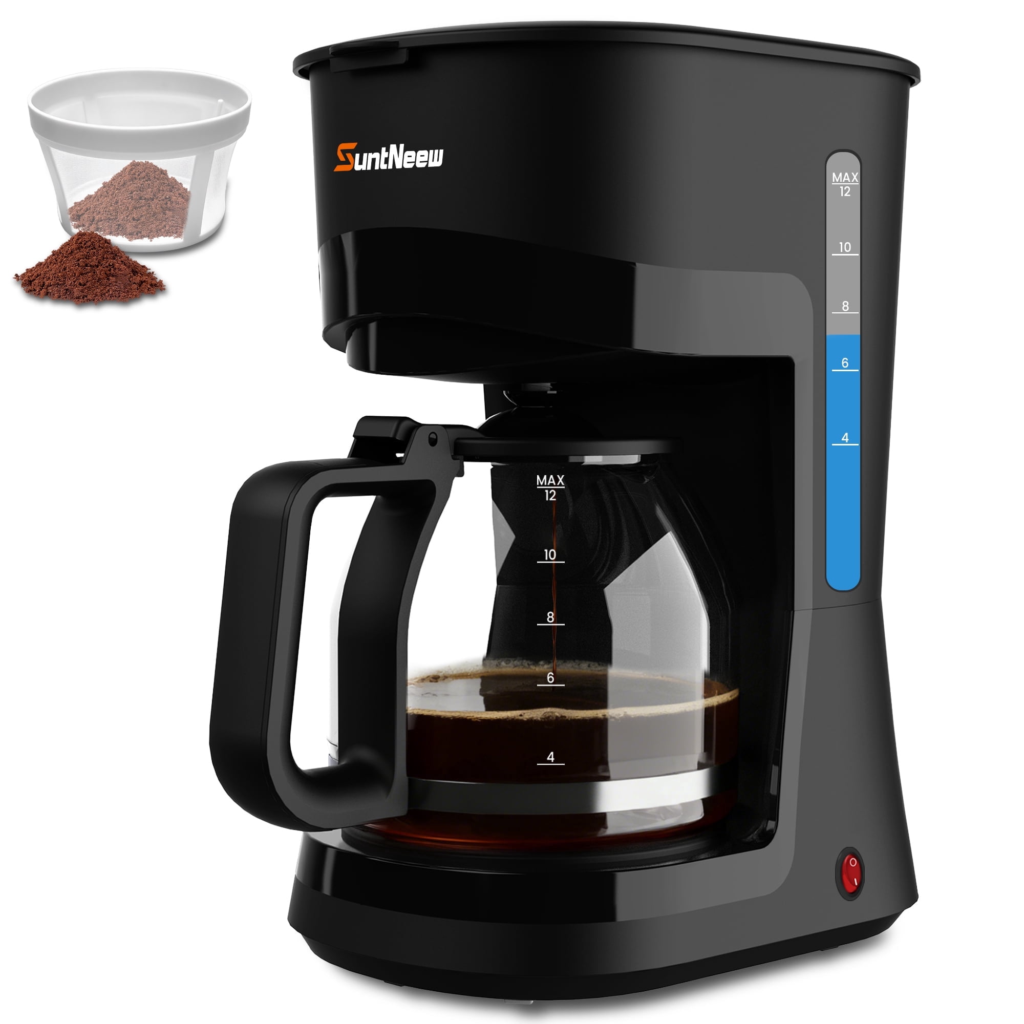 12-Cup Drip Coffee Maker with Reusable Filter, Fast Brew, Anti-Drip ...