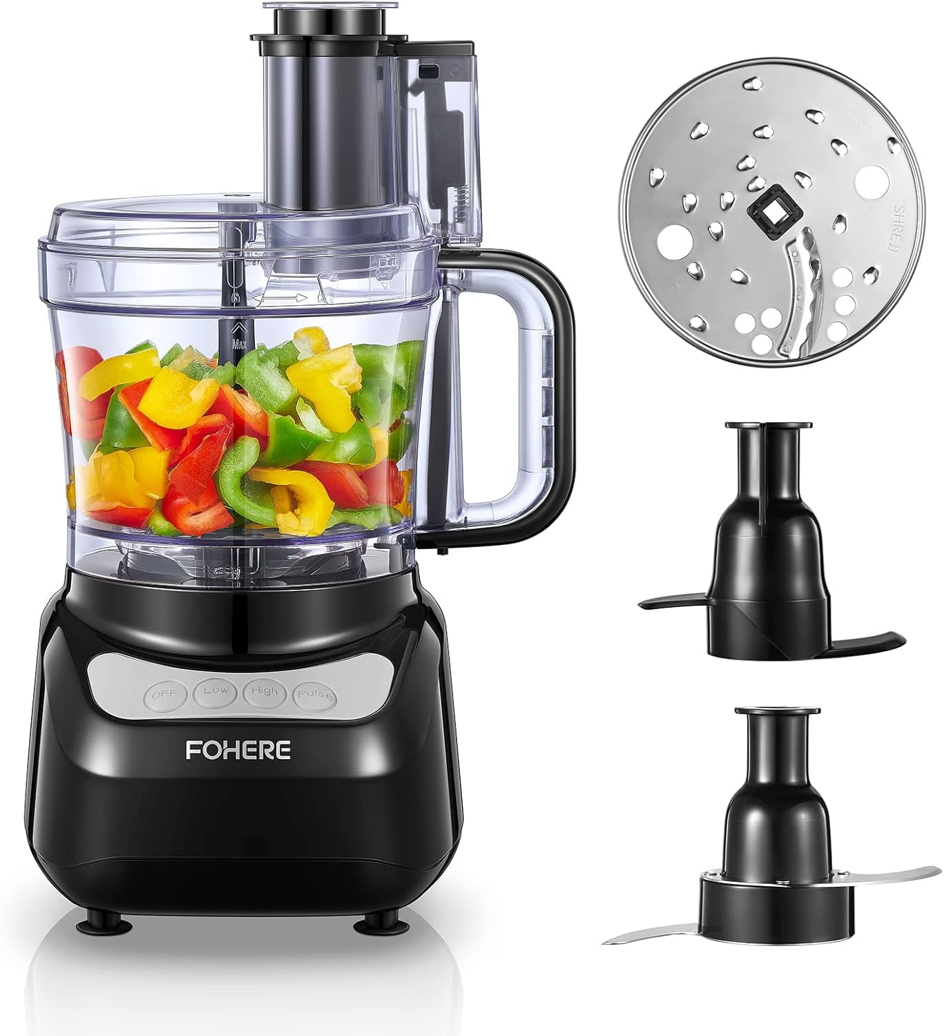 12 Cup Food Processor with 2-in-1 Feed Chute for Vegetable Chopping ...