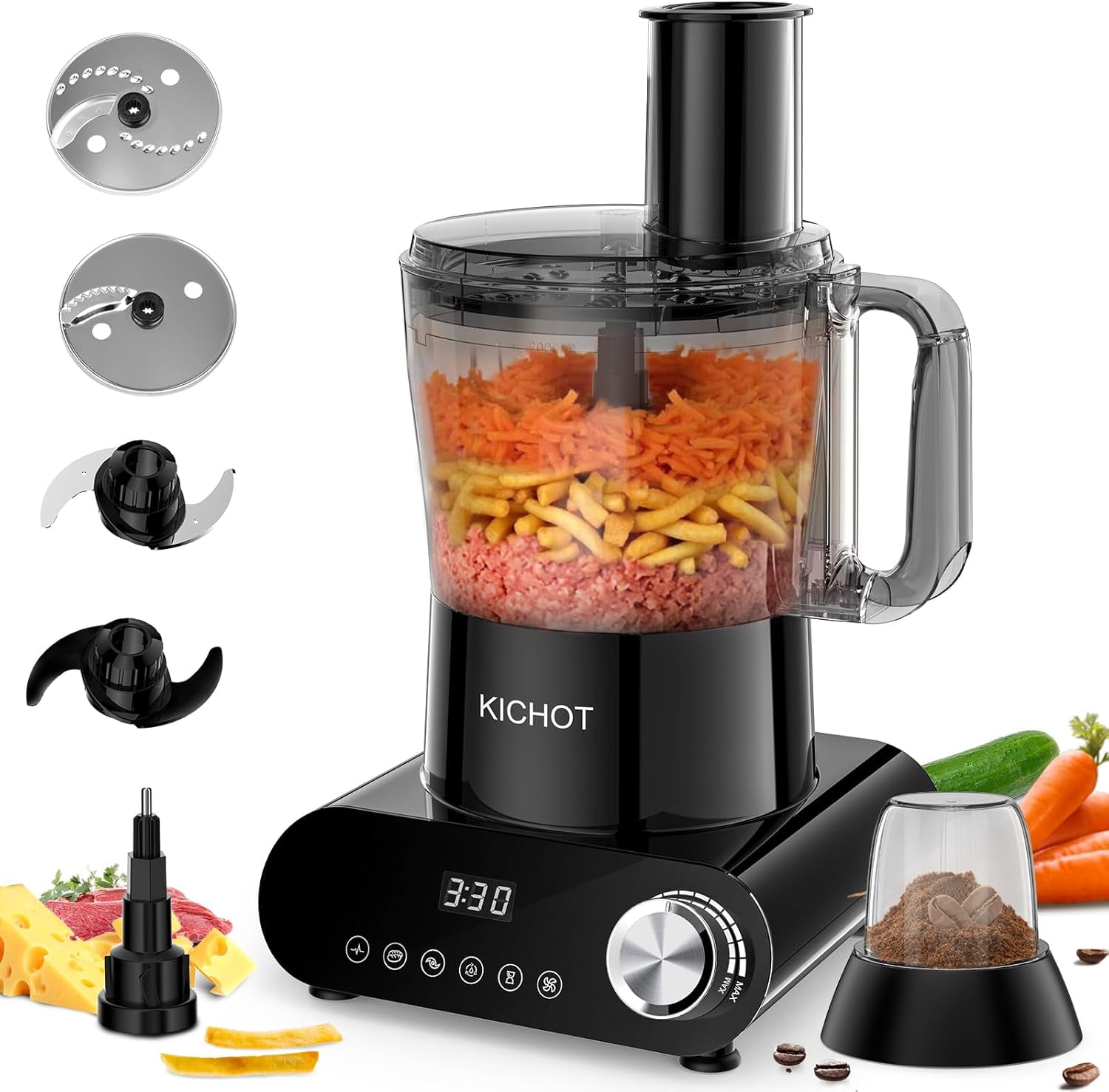 12 Cup Food Processor & Vegetable Chopper,French-Fry-Cutter, Stepless ...