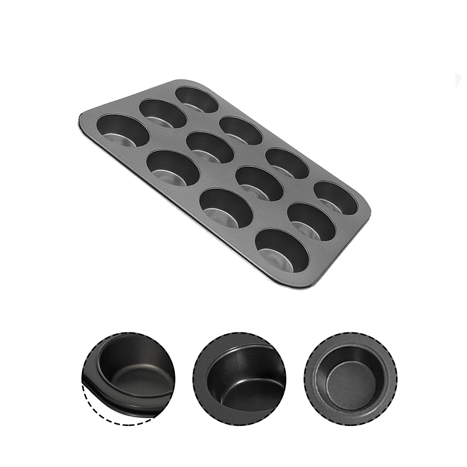12-Cup Muffin Pan, Carbon Steel,Oven Safe, Diamond Textured Surface ...