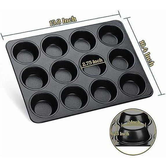 12-Cup Nonstick Muffin Pan with Stainless Steel Core – Professional ...