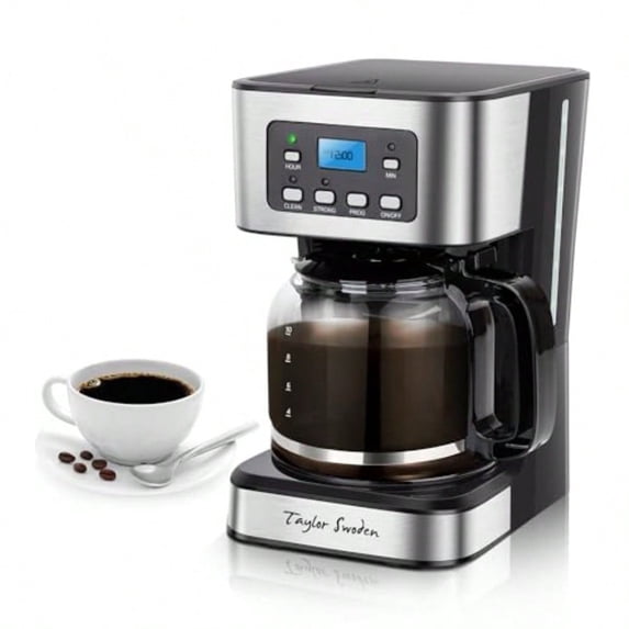 12-Cup Programmable Coffee Maker Regular and Strong Brew Drip Coffee ...