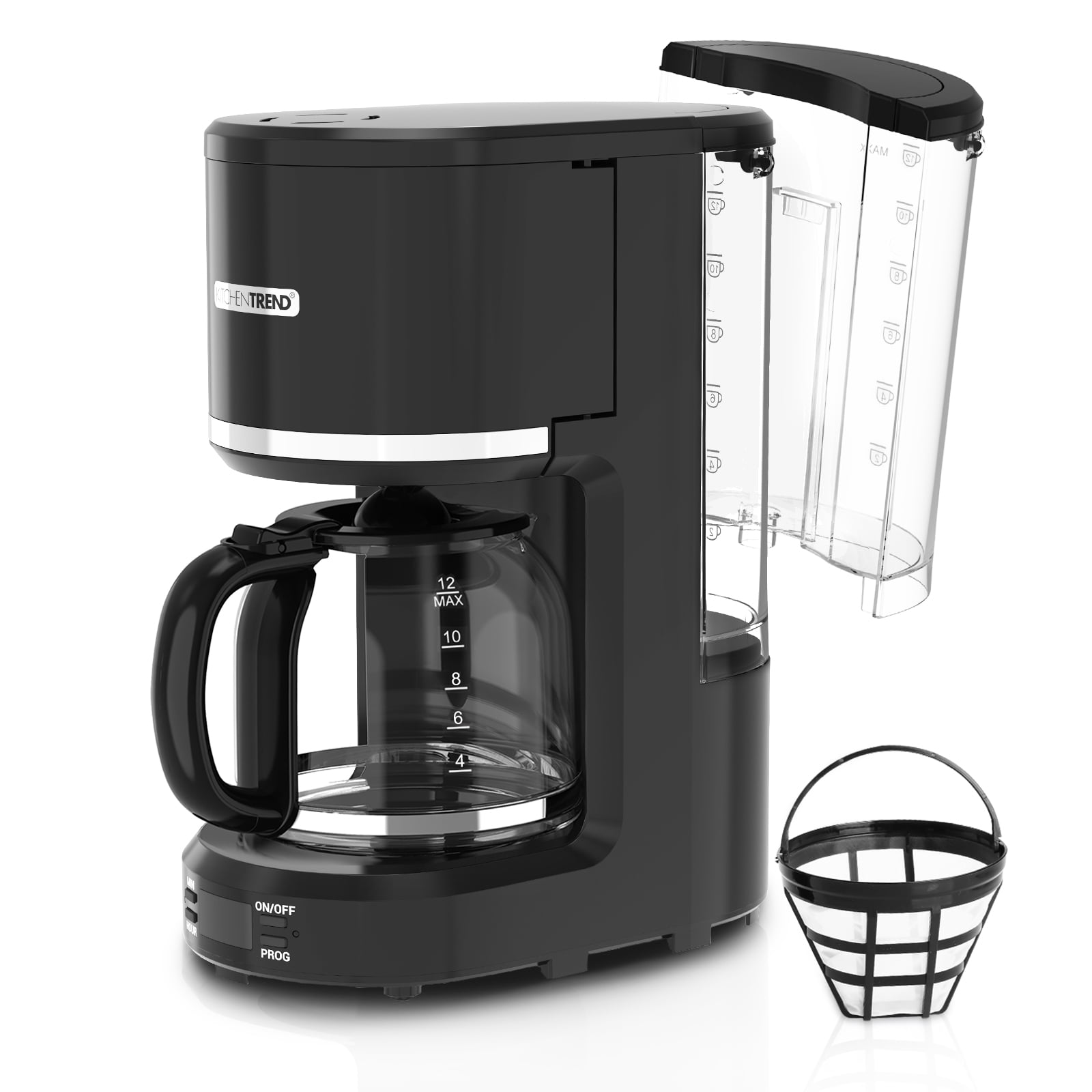 12-Cup Programmable Coffee Maker Removable Water Reservoir Drip Coffee ...