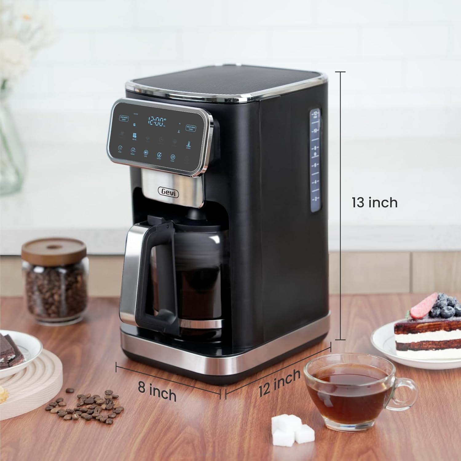 12-Cup Programmable Coffee Maker with Touch Screen & Reusable Filter ...