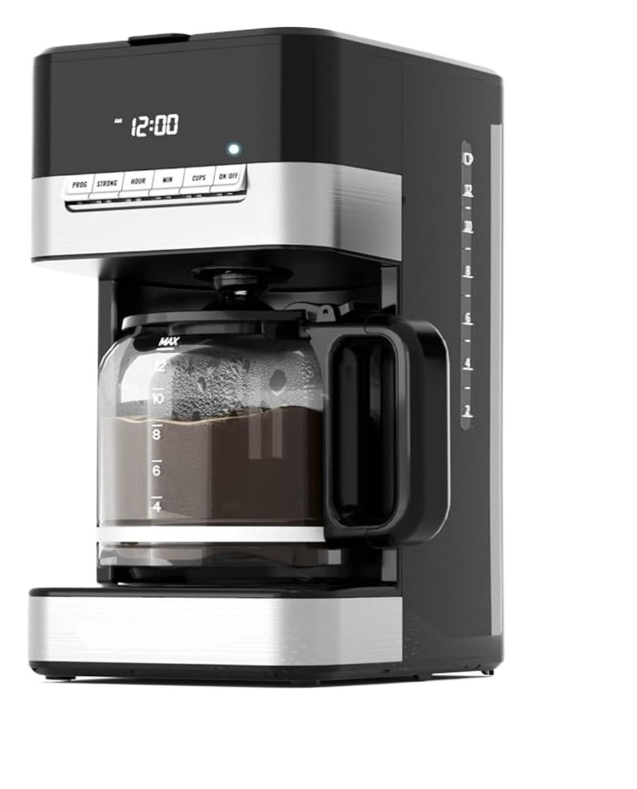 12 Cup Programmable Drip Coffee Maker - 1000W Fast Brew Coffee Machine Glass Carafe, Stainless ...