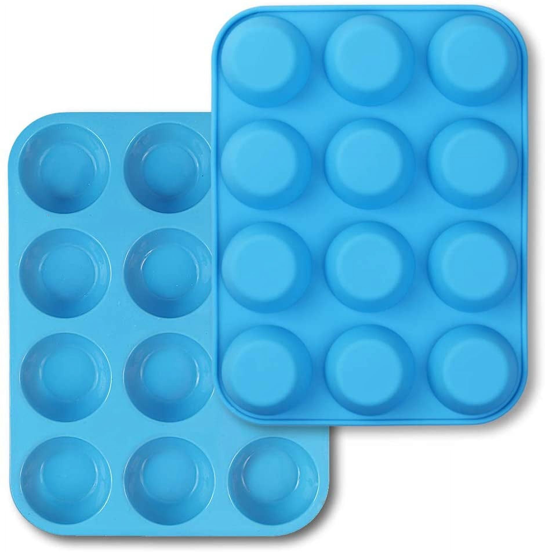 12-Cup Silicone Muffin Pan, Pack of 2 Non-Stick Muffin Molds, Baking ...