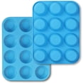 12-Cup Silicone Muffin Pan, Pack of 2 Non-Stick Muffin Molds, Baking ...