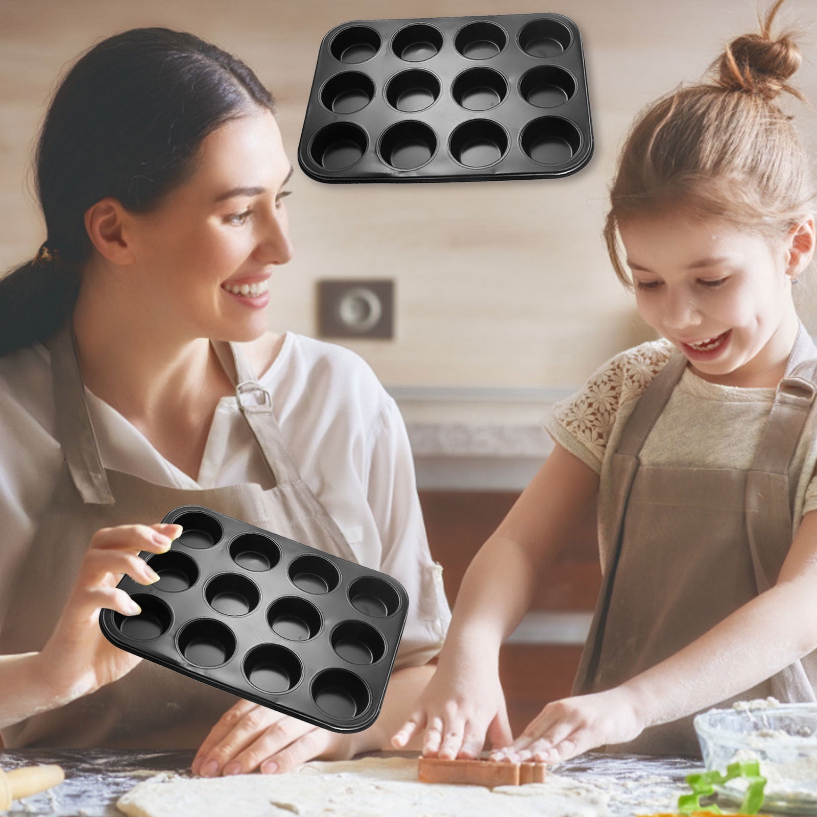 12 Cup Steel Cupcake Baking Pan Non Stick Dishwasher Microwave Saf ...