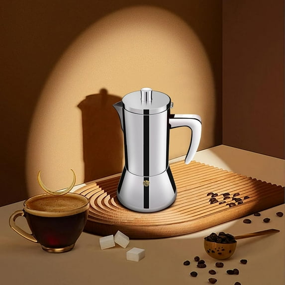 12 Cup Thickened 304 Stainless Steel Moka Pot Stovetop Espresso Maker ...