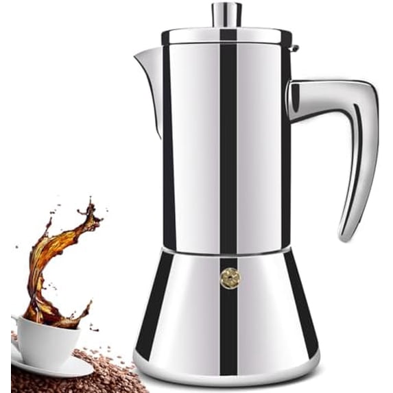 12 Cup Thickened 304 Stainless Steel Moka Pot Stovetop Espresso Maker ...