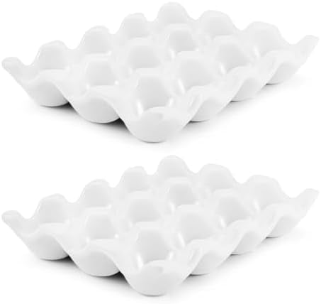 12 Cups Ceramic Egg Holder for Fridge - Dozen Ceramic Egg Tray ...
