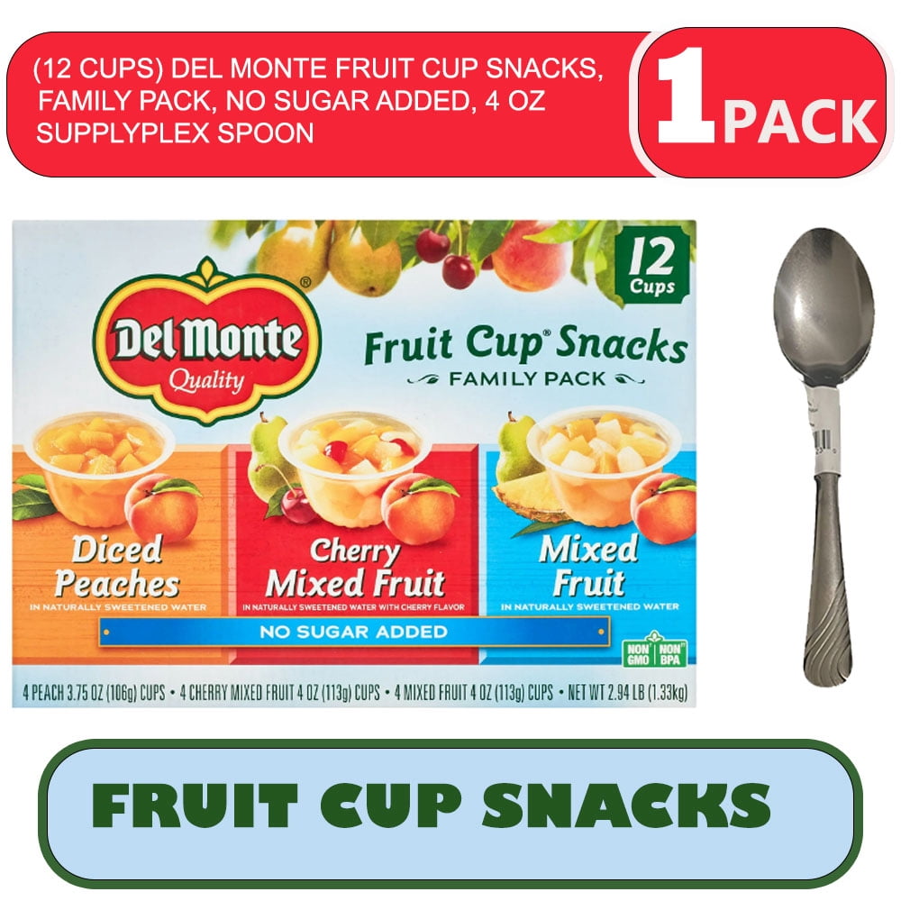 Del Monte Fruit Cup Snacks, Family Pack, Peaches, Pears, Pineapple ...