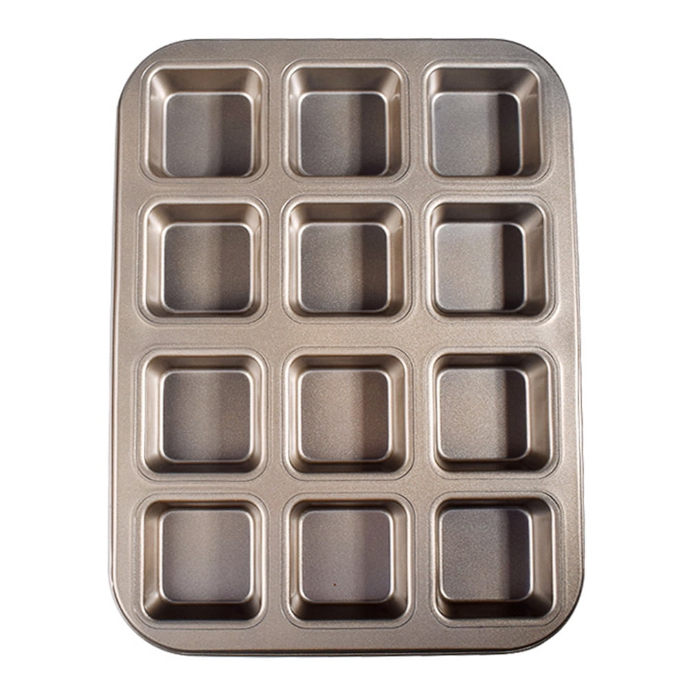 12 Cups Square Mini Bread Burger Muffin Cupcake Mold for Household Non ...