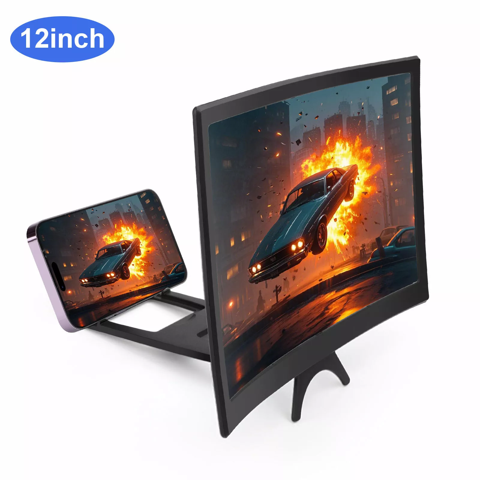 12" Curved Screen Mobile Phone Amplifier Eye Protection 3D Screen ...