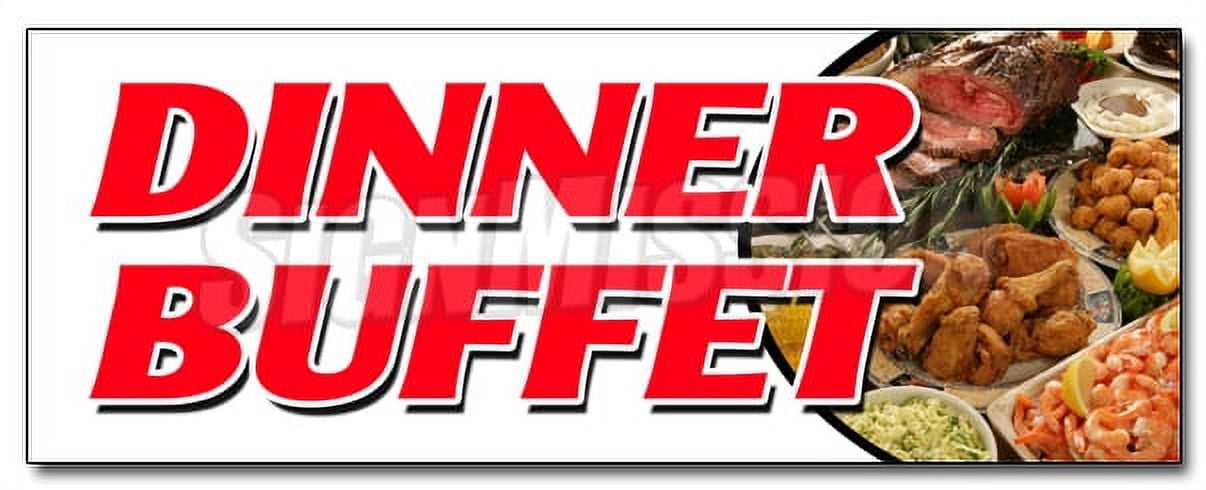 12" DINNER BUFFET DECAL sticker ayce all eat chicken beef ribs desserts ...