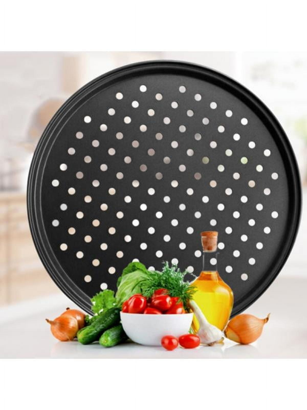 12" DIY Breathable Baking Tray Pan Perforated Carbon Steel Non-stick ...