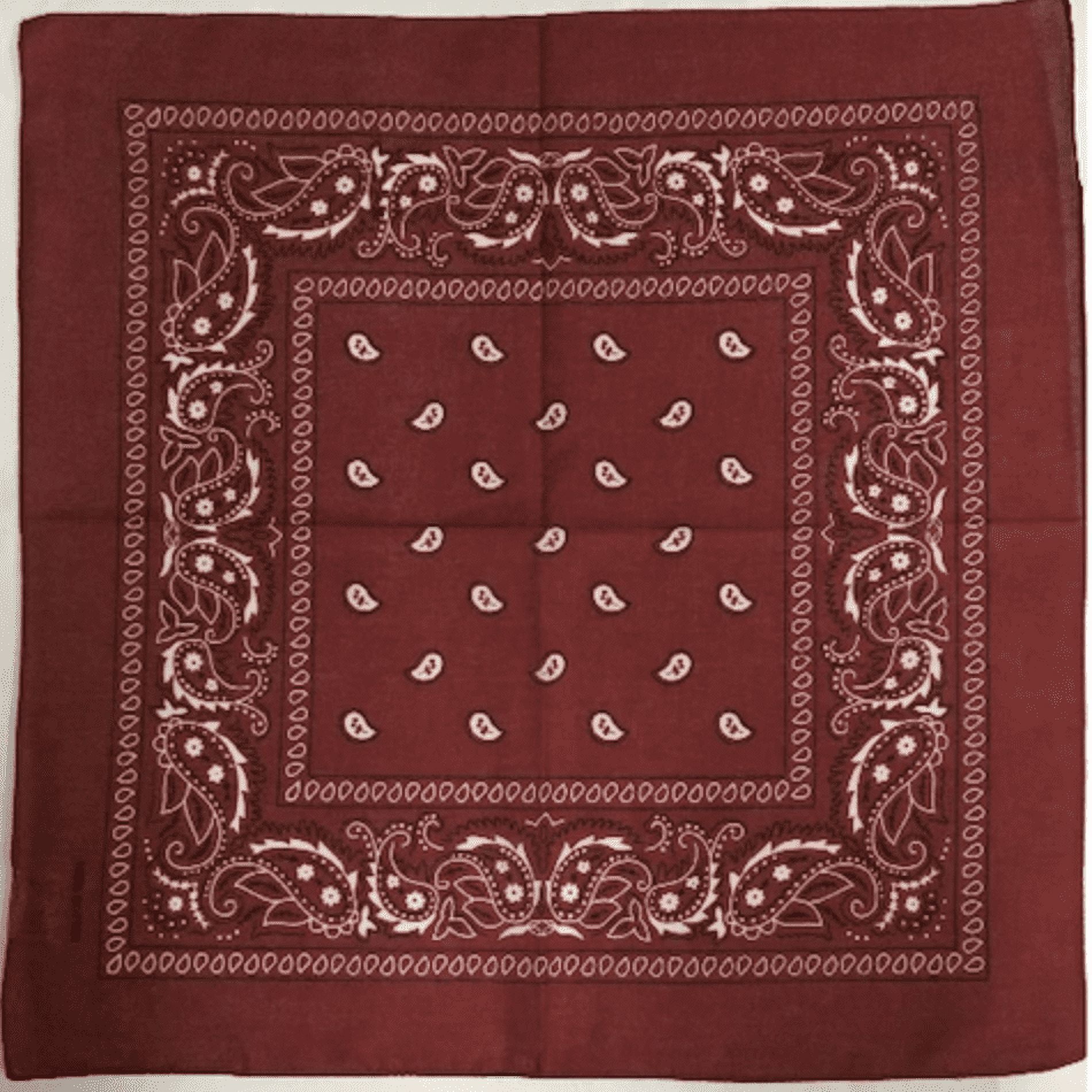 12 Dark Red Bandana Paisley Head Wrap 100% Cotton 22"X22" - Walmart.com