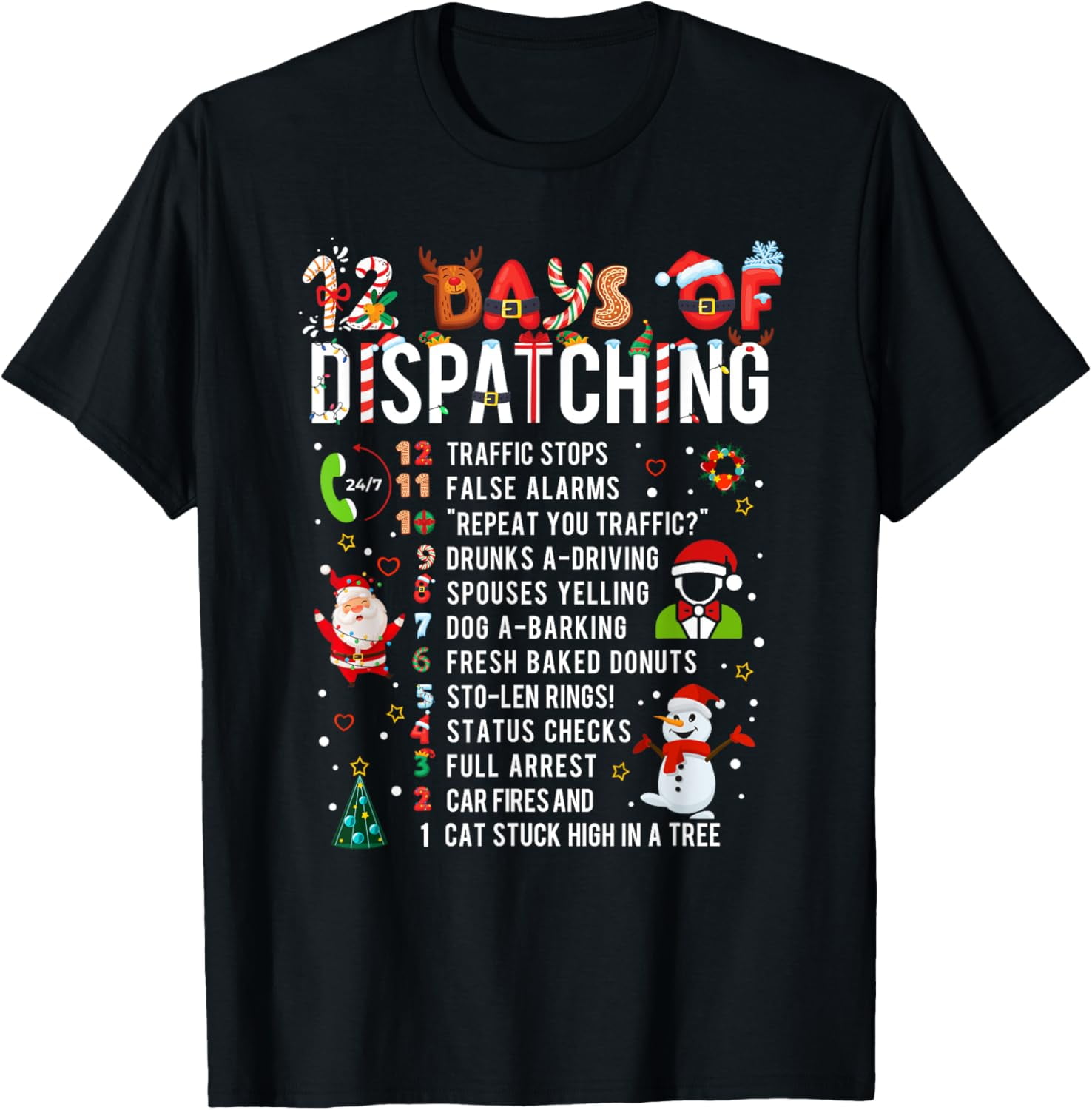 12 Days Of Dispatching Funny Christmas Dispatcher T-Shirt - Walmart.com